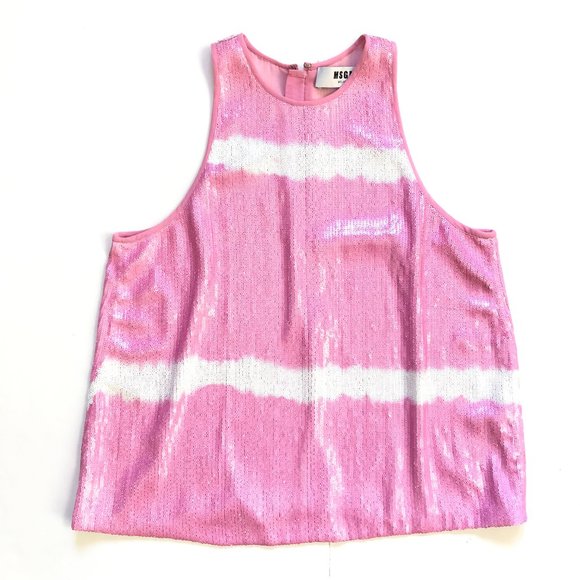 MSGM | Tops | Msgm Sleeveless Sequins Top Blouse Shirt Womens 42 Medium ...
